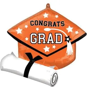 25" Congrats Grad Cap and Diploma, Orange – A. L. Party Balloons