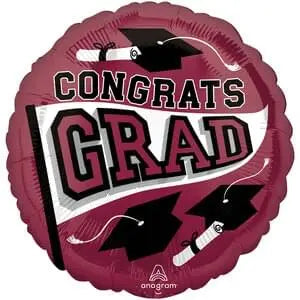 18" Congrats Grad, Burgundy – A. L. Party Balloons