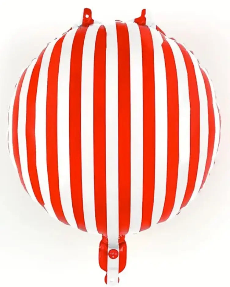 18" Red and White Striped Balloons, Foil Balloon – A. L. Party Balloons