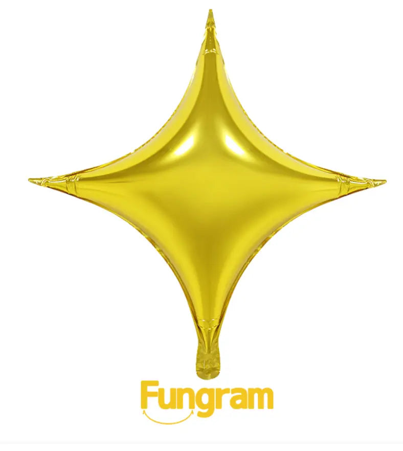 18" Gold Four-point Star Deco Foil Balloon, 1ct Flat – A. L. Party Balloons