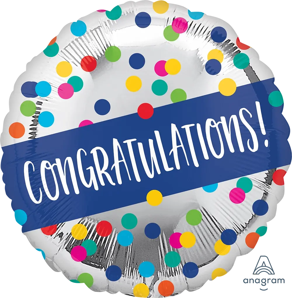 18" Congratulations Silver Dots – A. L. Party Balloons
