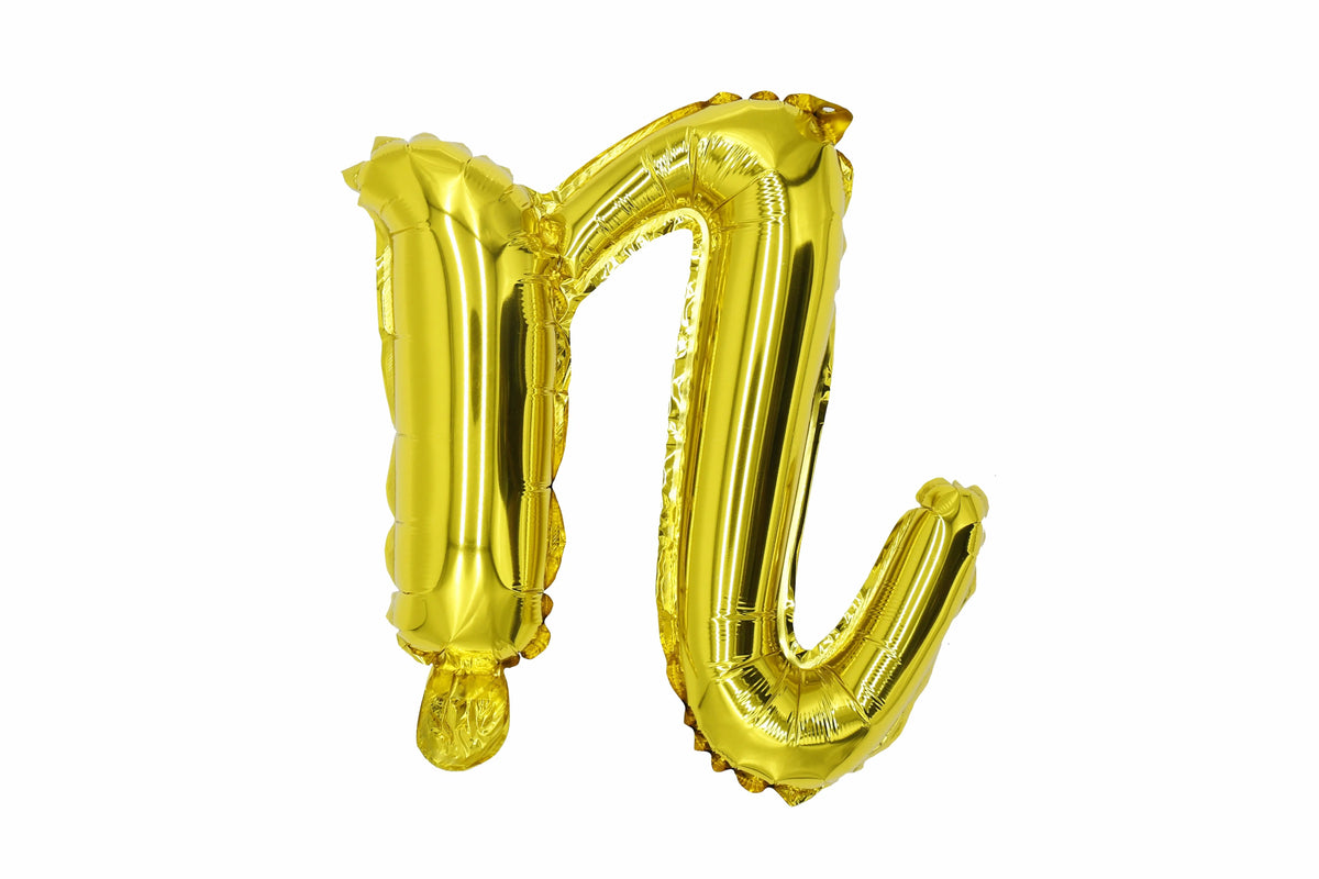 16" Gold Letter "n", Cursive Lower Case Letter Foil Balloon – A. L ...
