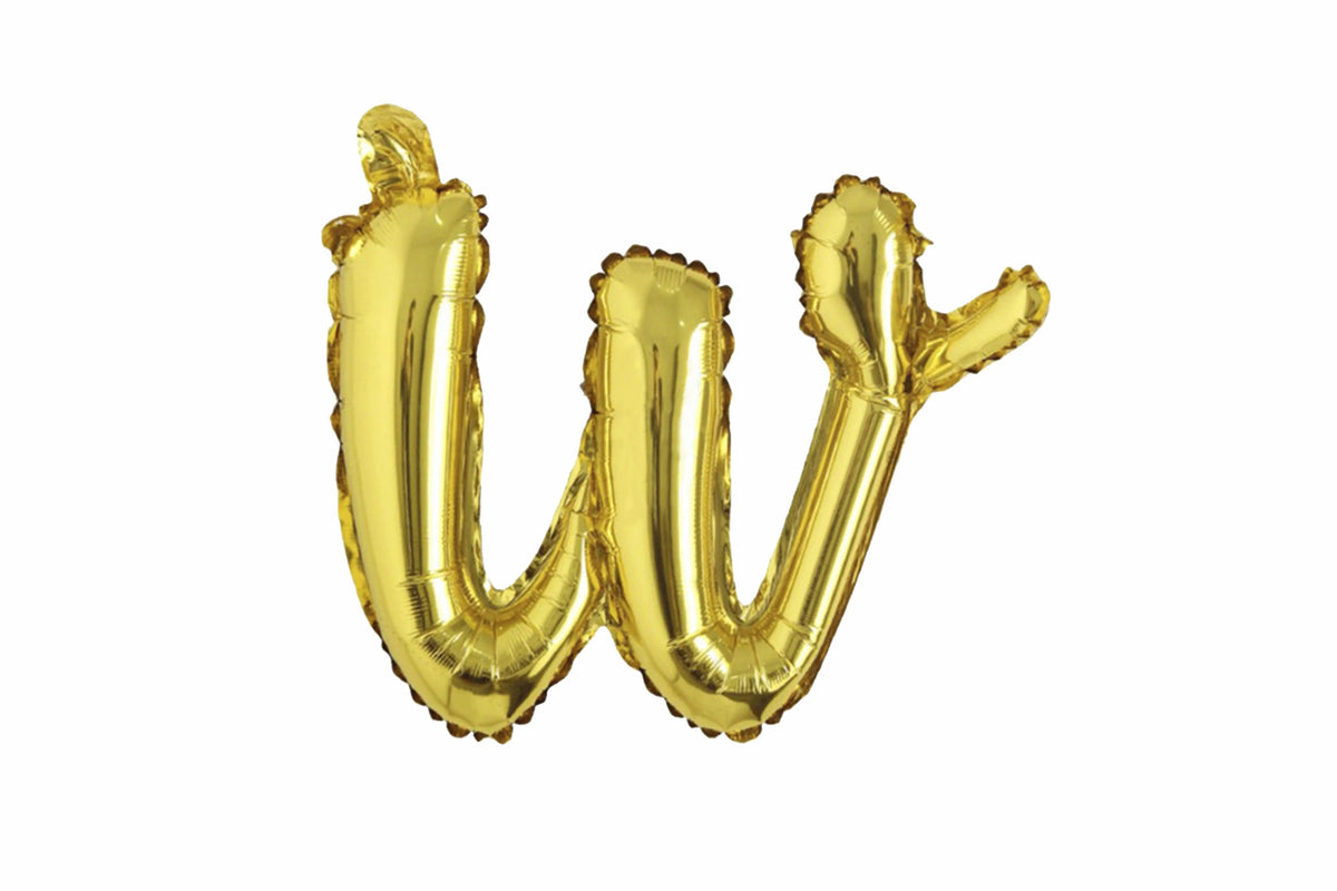 16" Gold Letter "w", Cursive Lower Case Letter Foil Balloon – A. L ...